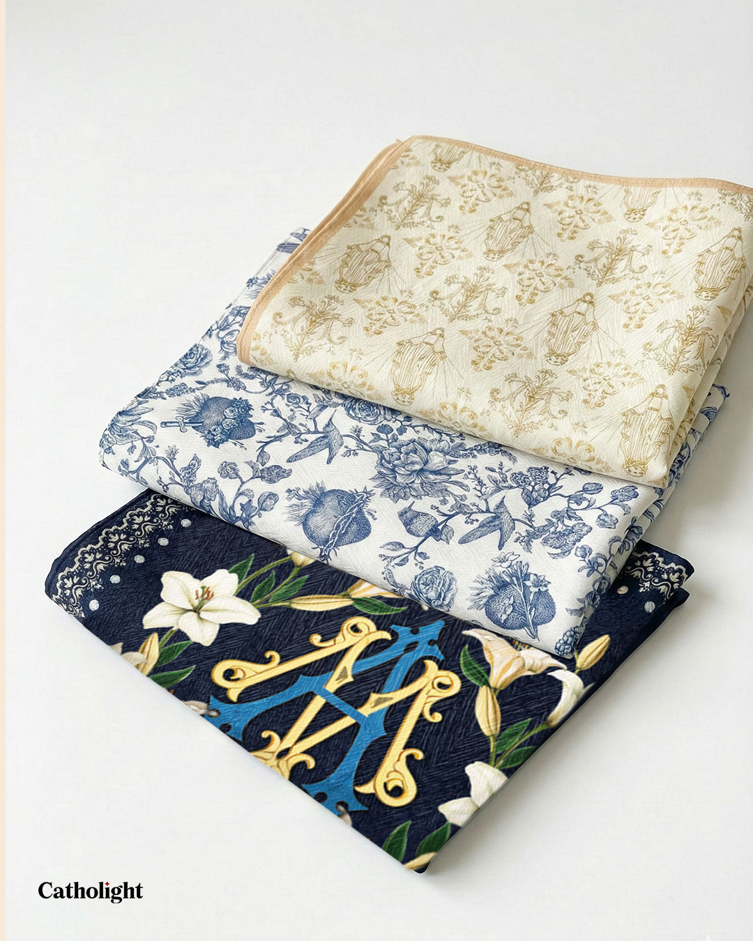 Catholight Heavenly Devotion: Sacred Symbol Square Scarf Set